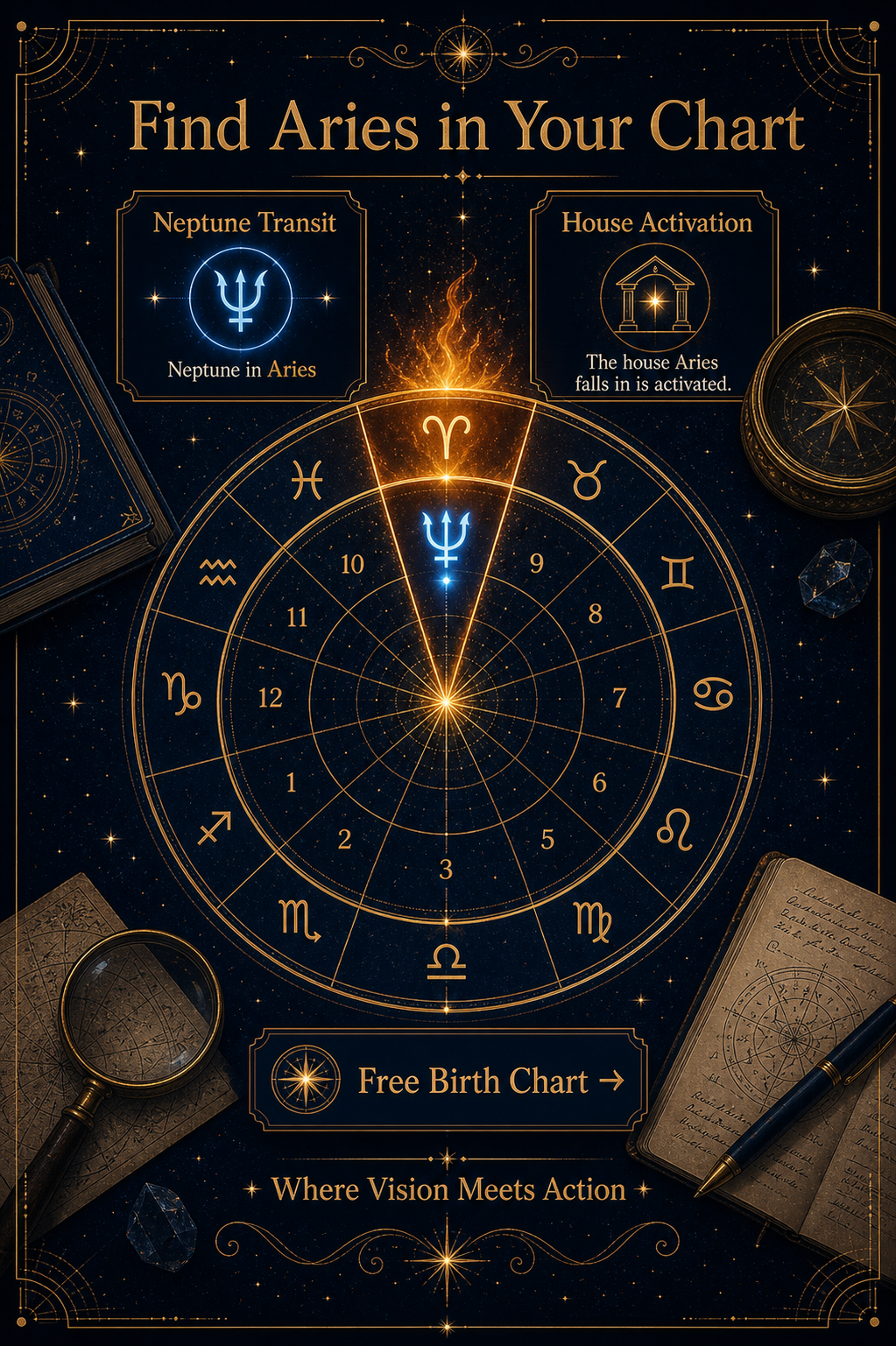 Neptune in Aries 2026: Personal Identity, Spiritual Courage & Chart Effects